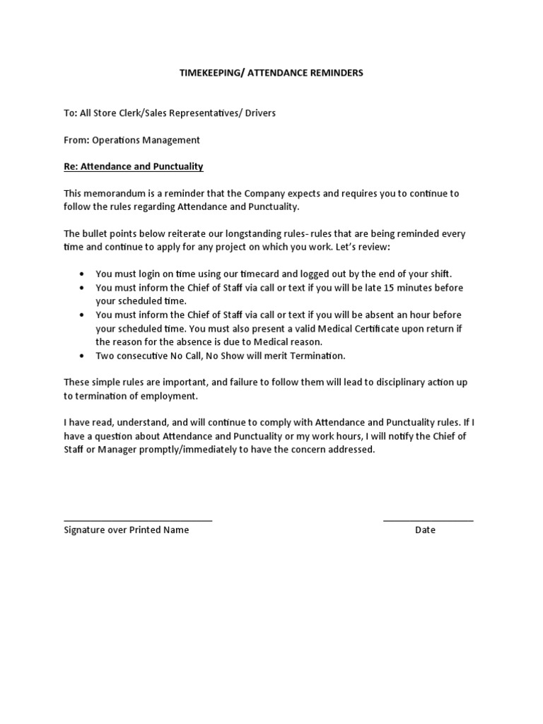 Attendance Memo | PDF
