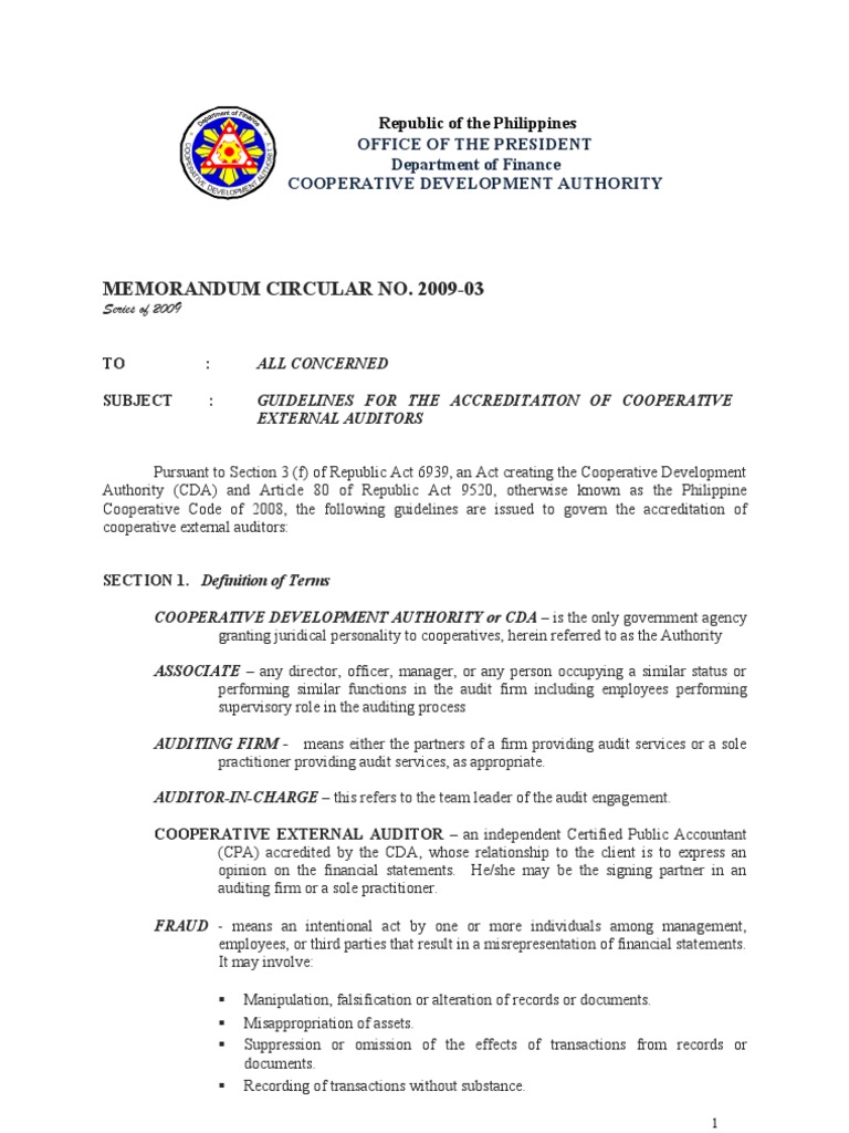 CDA Guidelines for External Auditor Accreditation | PDF | Certified ...