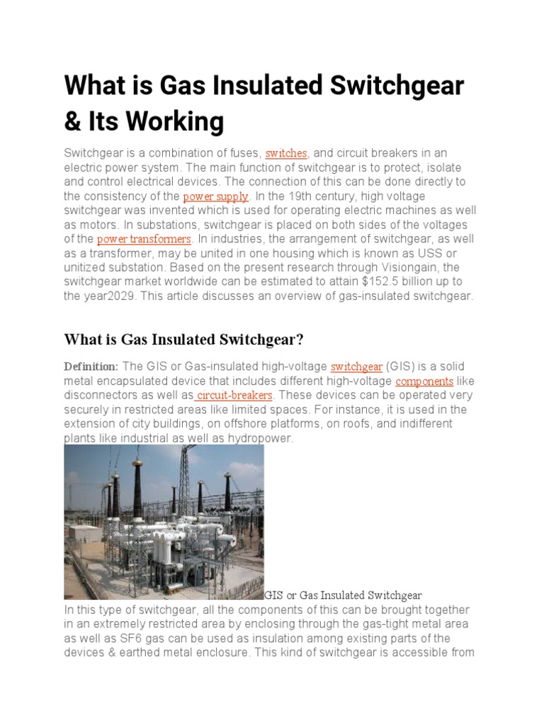 Overview of Gas Insulated Switchgear | PDF | Electrical Substation ...