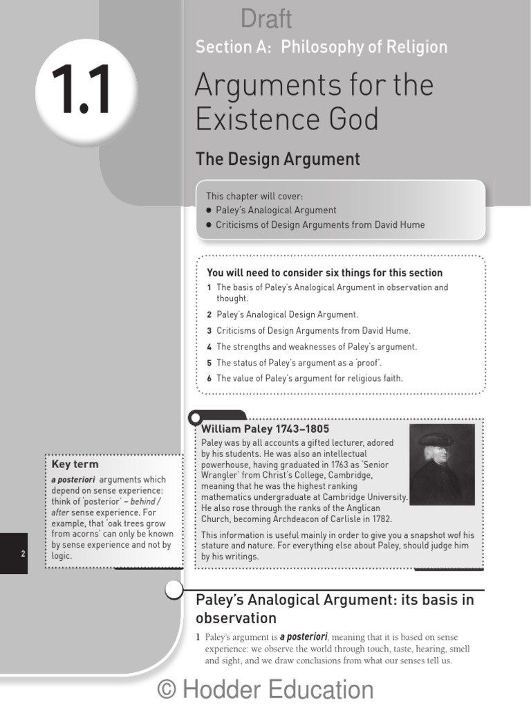 1-1 Arguments For The Existence of God The Design Argument | PDF ...