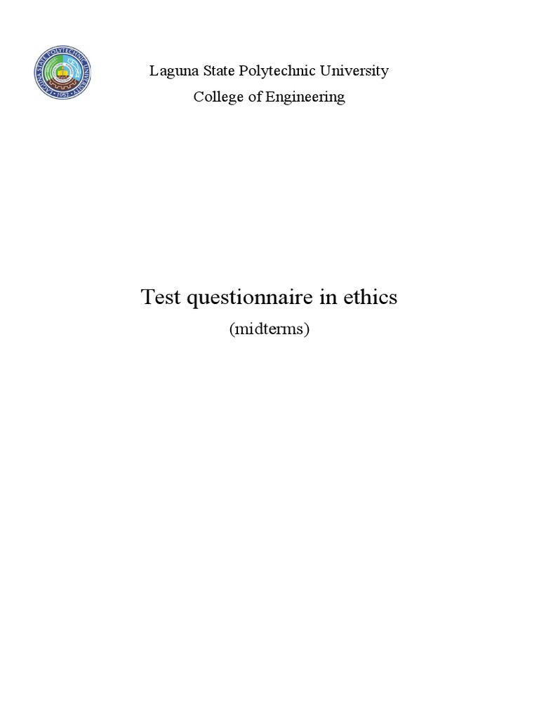 Analysis of a Test Questionnaire on Ethics and Filipino Cultural ...