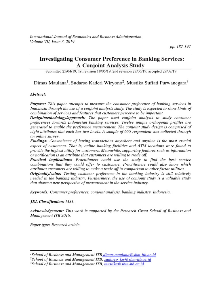Investigating Consumer Preference in Banking Services - A Conjoint ...