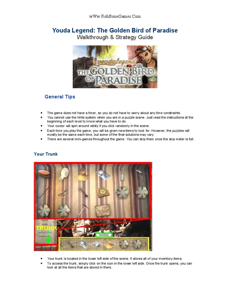 Youda Legend: Golden Bird Walkthrough | PDF | Strategy Guide | Nature