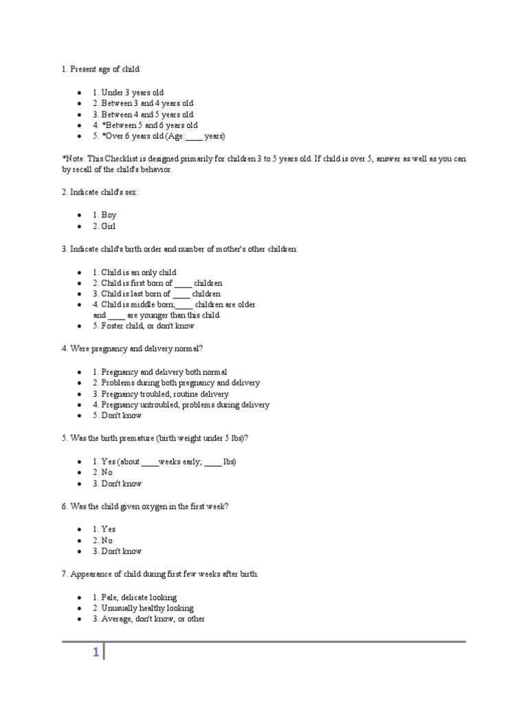 Autism Assessment | PDF | Speech | Question