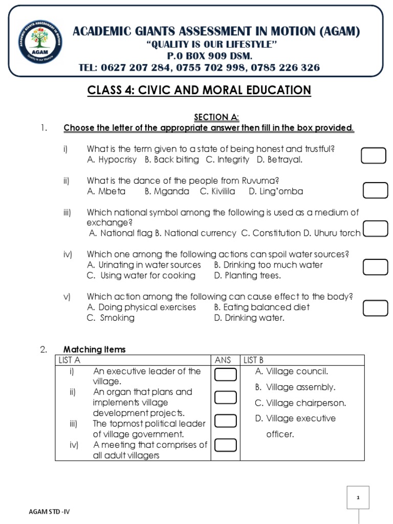 Civic and Moral Education IV | PDF | Tanzania