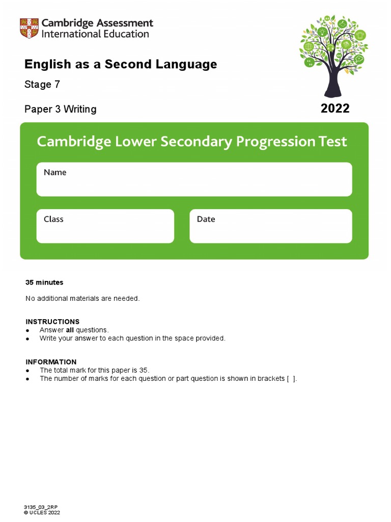 English As A Second Language: Stage 7 Paper 3 Writing | PDF | Question ...