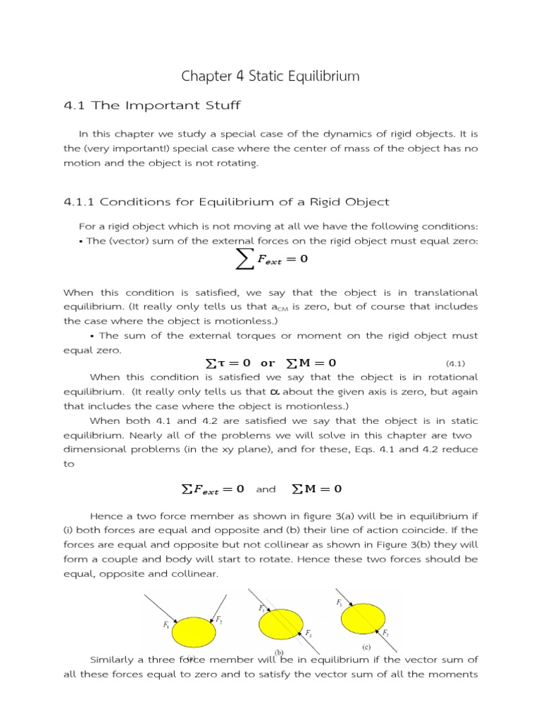 Static Equilibrium: Conditions & Examples | PDF | Force | Rotation ...