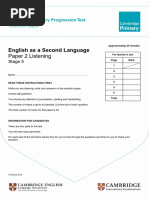 Primary Progression Test - Stage 6 English Paper 2 | PDF