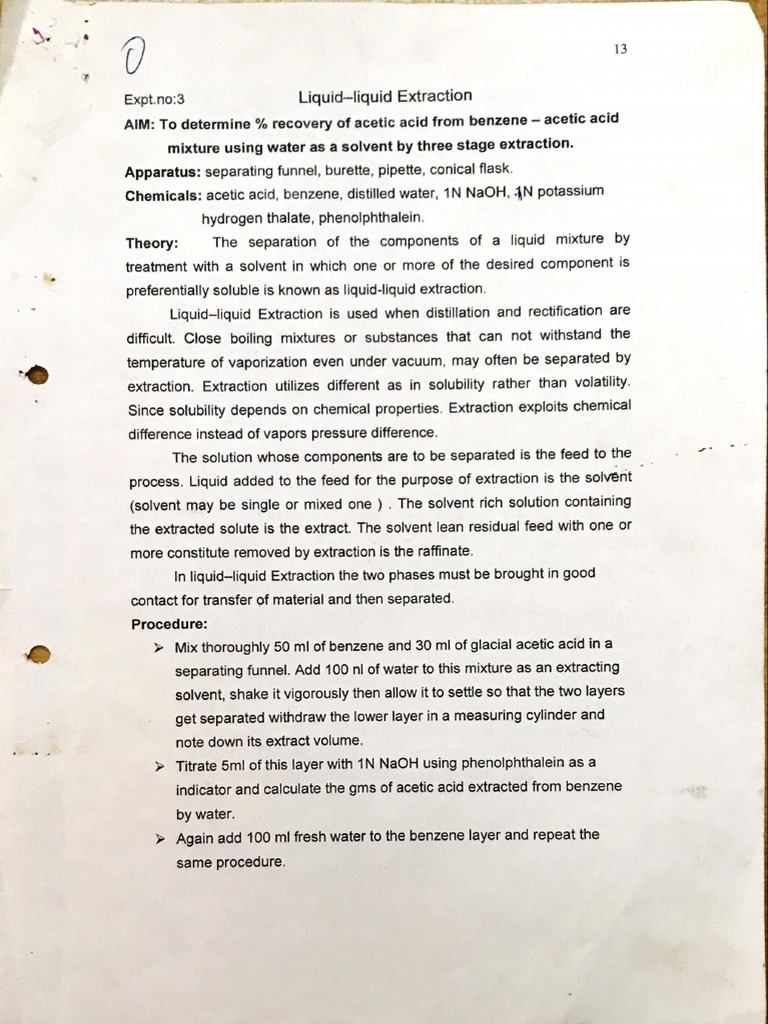 Liquid Liquid Extraction Manual | PDF | Solvent | Solubility