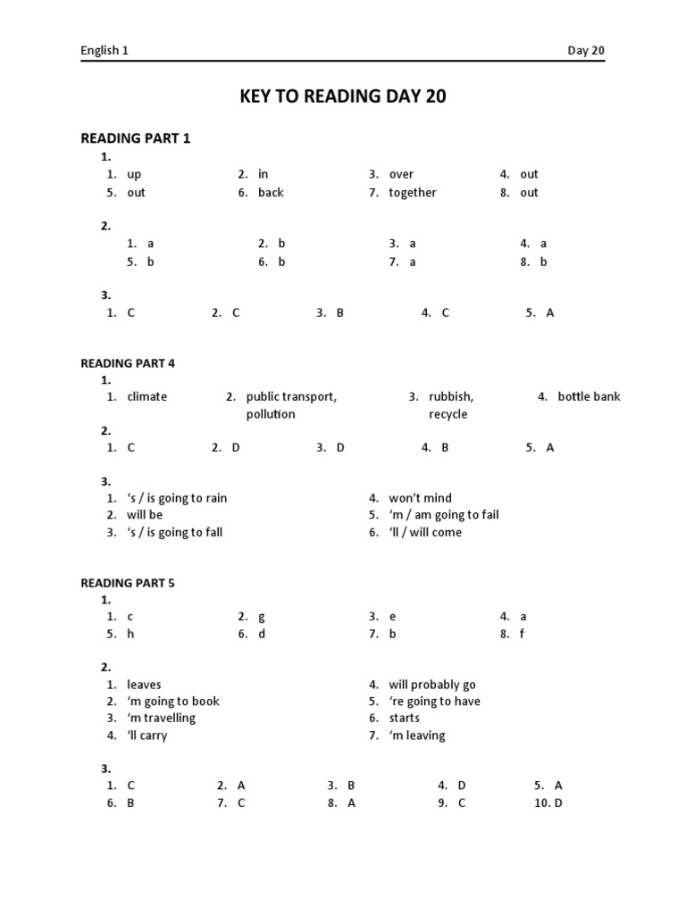 Key To Reading Day 20 | PDF