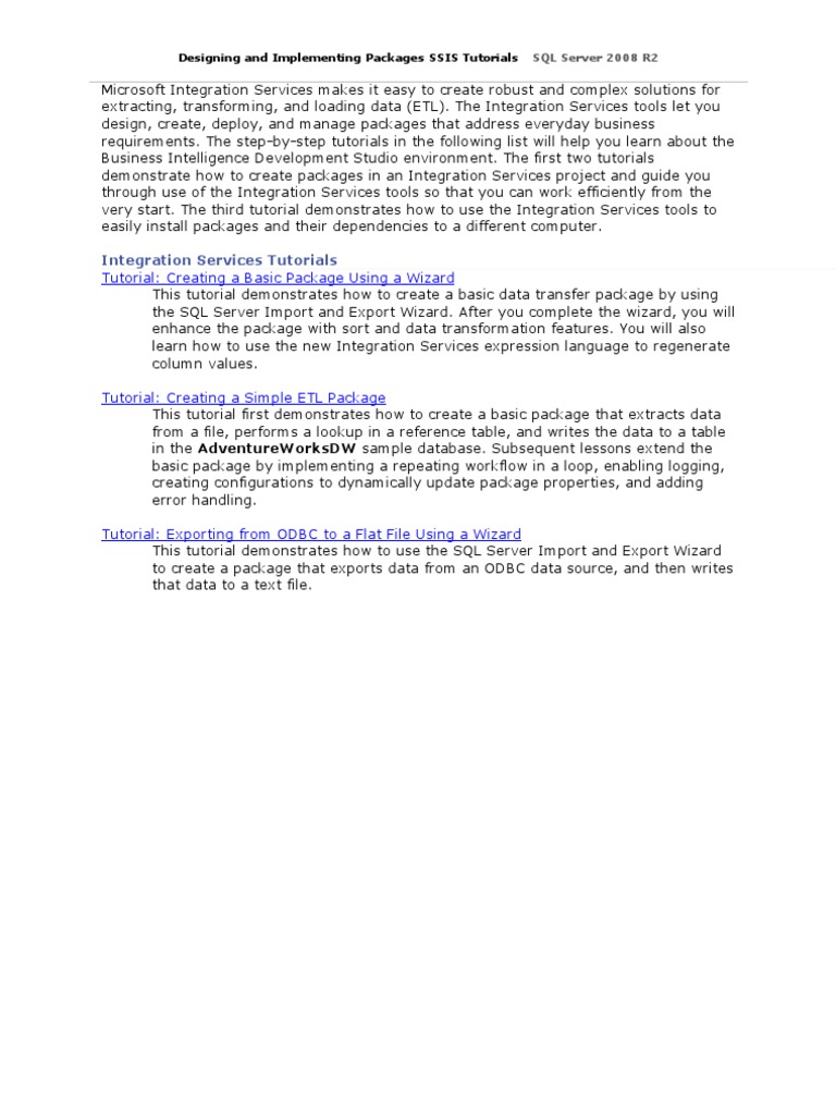 SSIS Tutorial | PDF | Microsoft Sql Server | Microsoft Excel