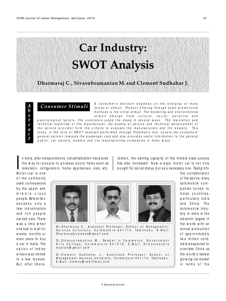 SWOT Analysis: Car Industry | PDF | Finance & Money Management
