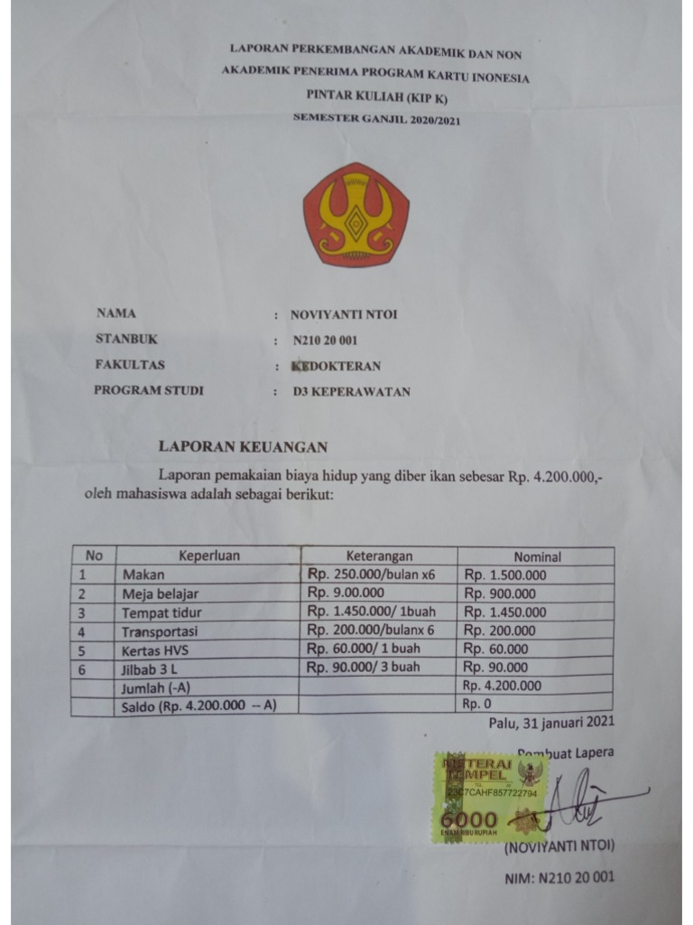 Dokumen LPJ Kip-Kuliah | PDF