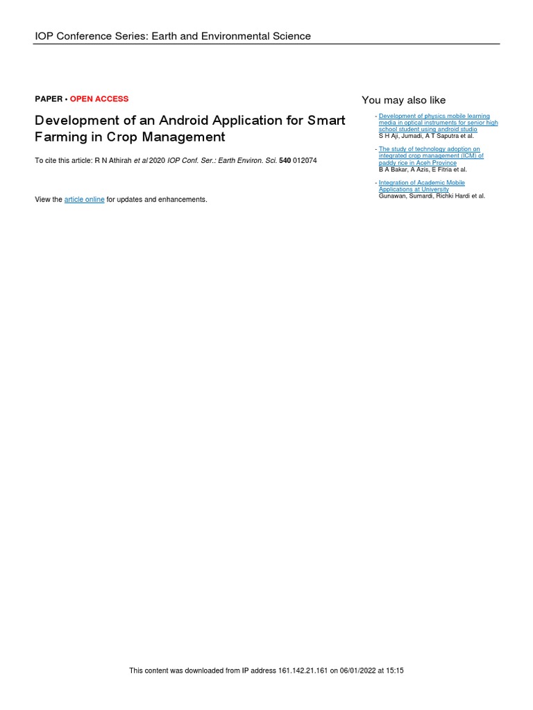 Development of An Android Application For Smart Farming in Crop ...