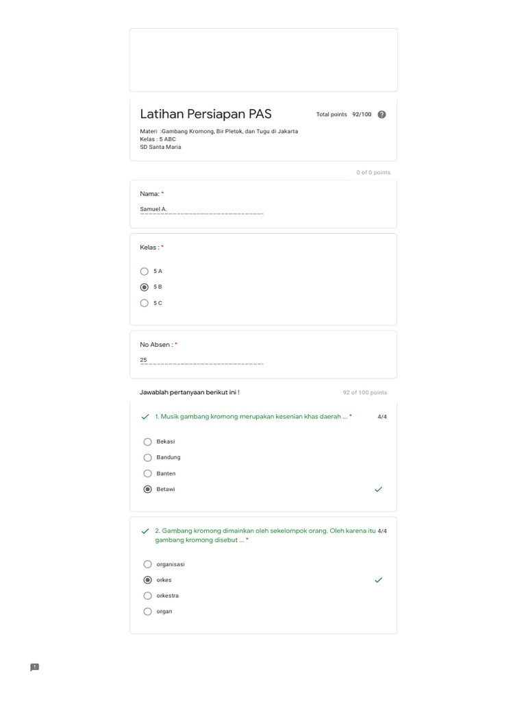 Latihan Persiapan PAS | PDF