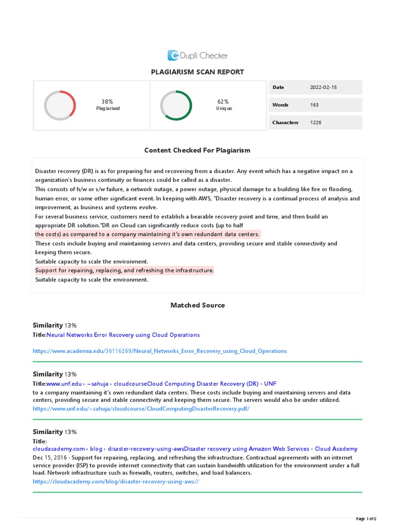Plagiarism Scan Report: Date Words Characters | PDF | Cloud Computing | Data Center