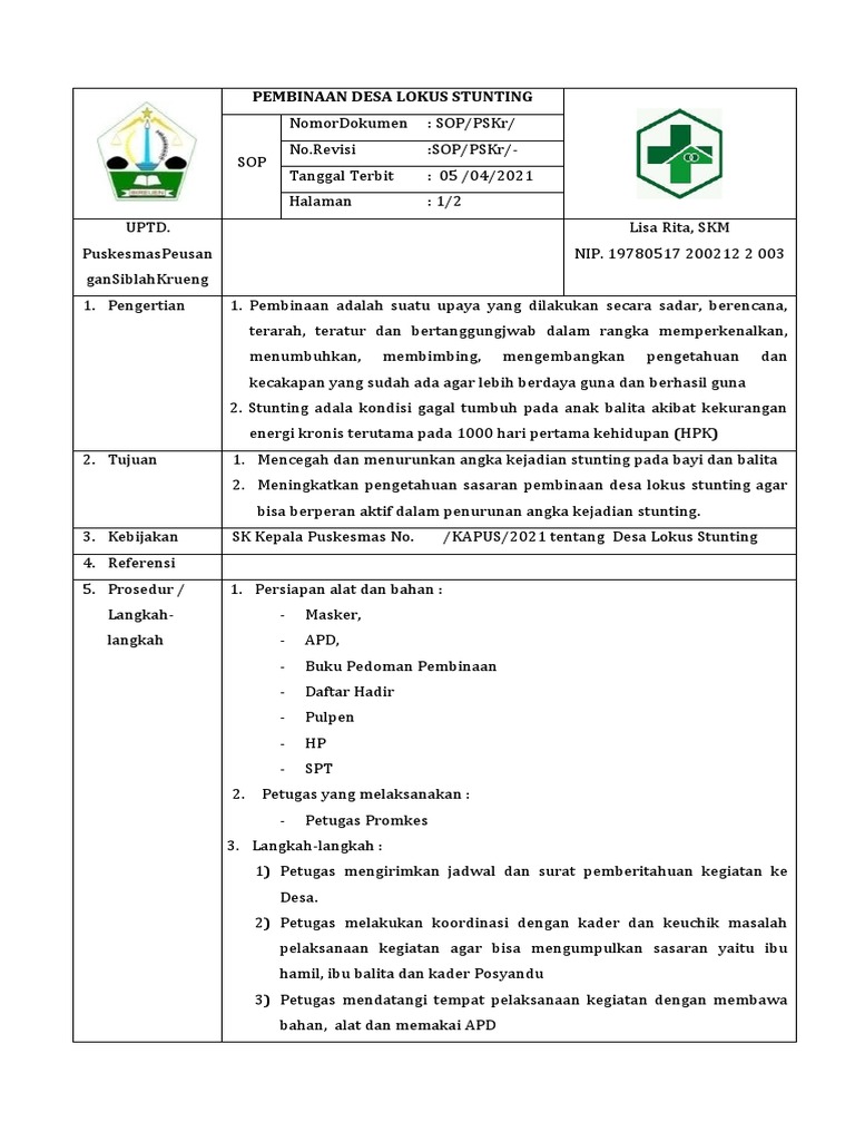 Sop Pembinaan Desa Lokus Stunting | PDF