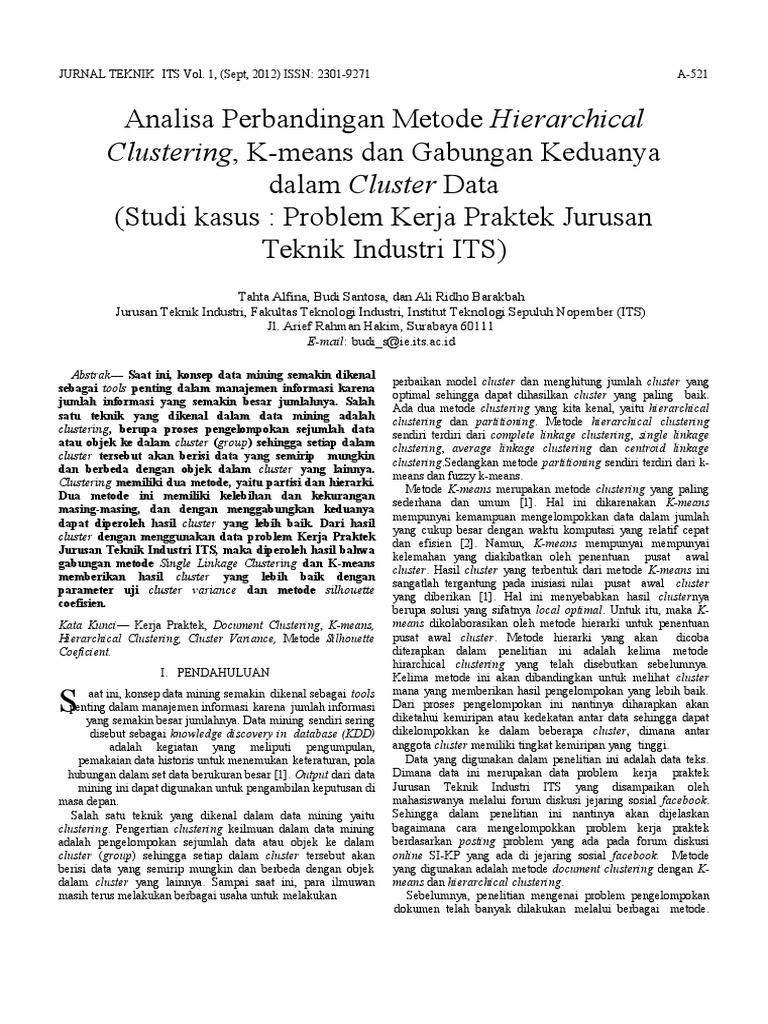 Metode Clustering K-means dan Hierarchical | PDF | Komputer