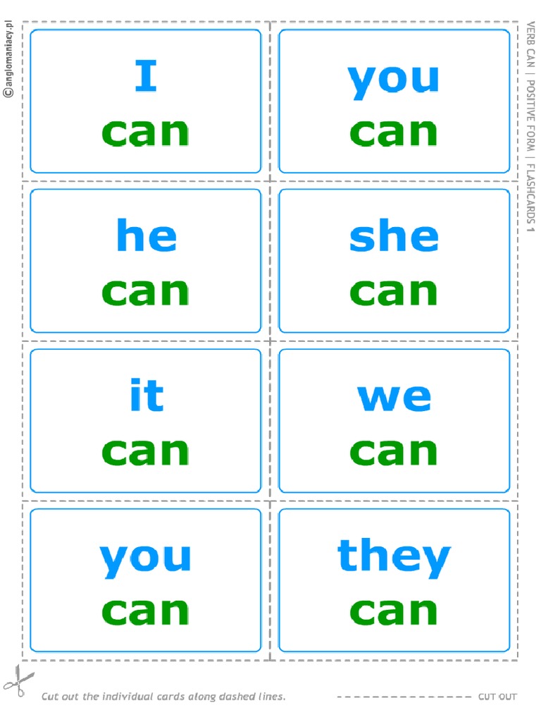 Verbs Can Flashcards - 1 | PDF
