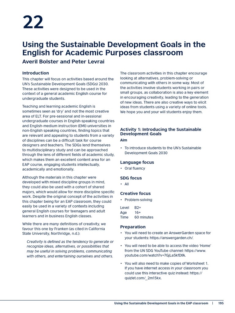 Using The Sdgs in Eap | PDF | Sustainability | Drinking Water