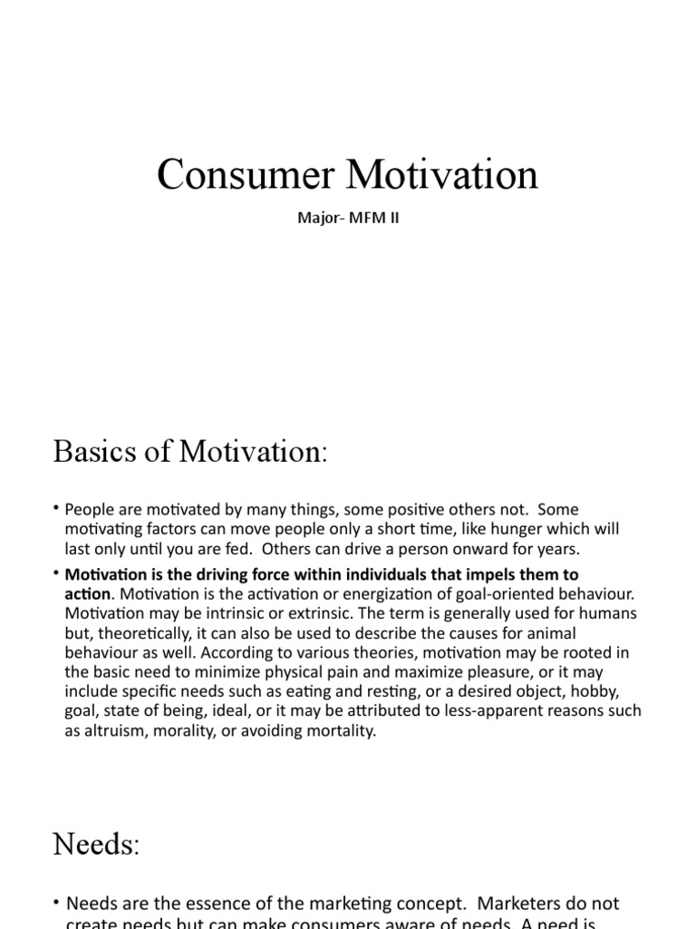 Understanding Consumer Motivation Factors | PDF | Motivational | Motivation