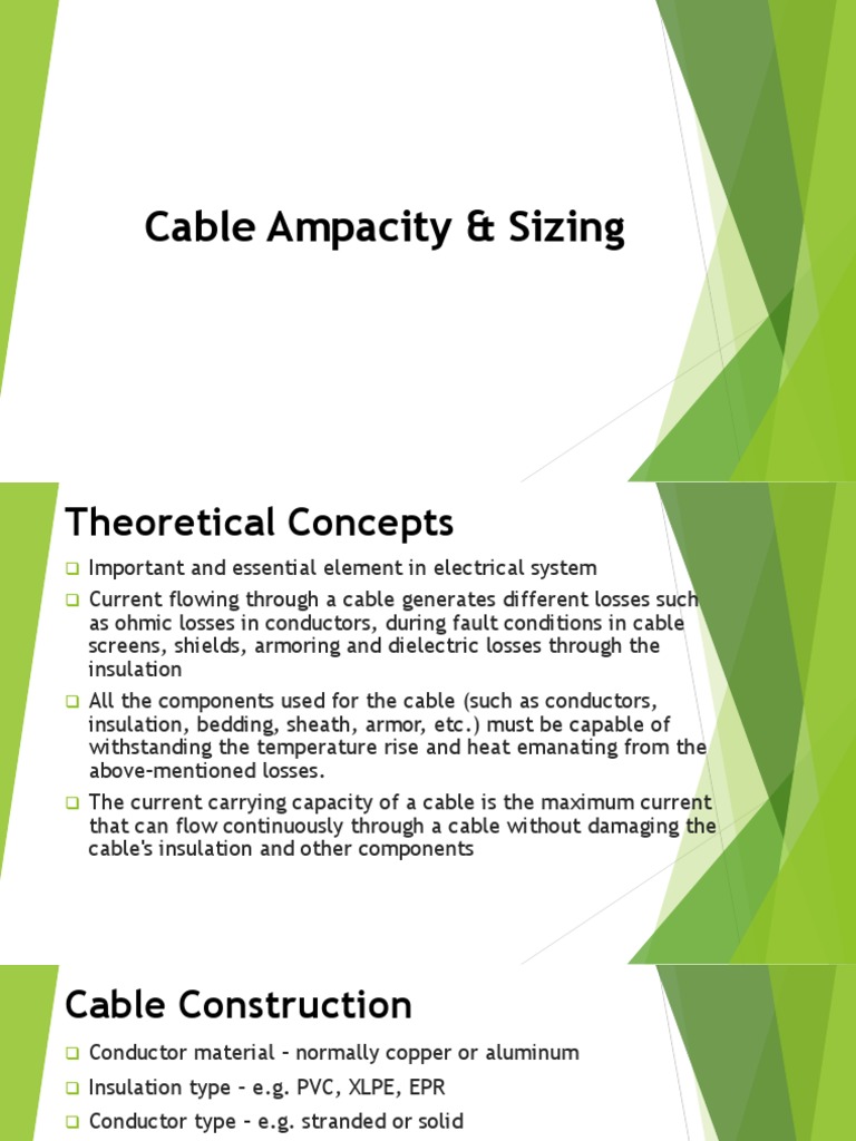 Topic 5c - Cable Ampacity & Sizing | PDF | Electrical Conductor ...