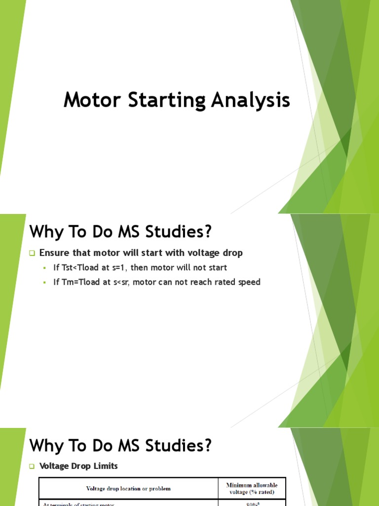 Topic 9 - Motor Starting Analysis | PDF | Electric Motor | Force
