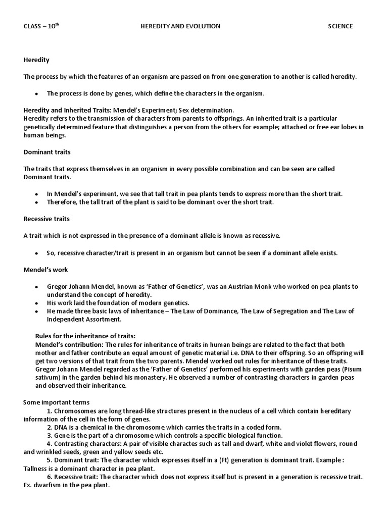 Heredity and Evolution in Genetics | PDF | Dominance (Genetics) | Heredity