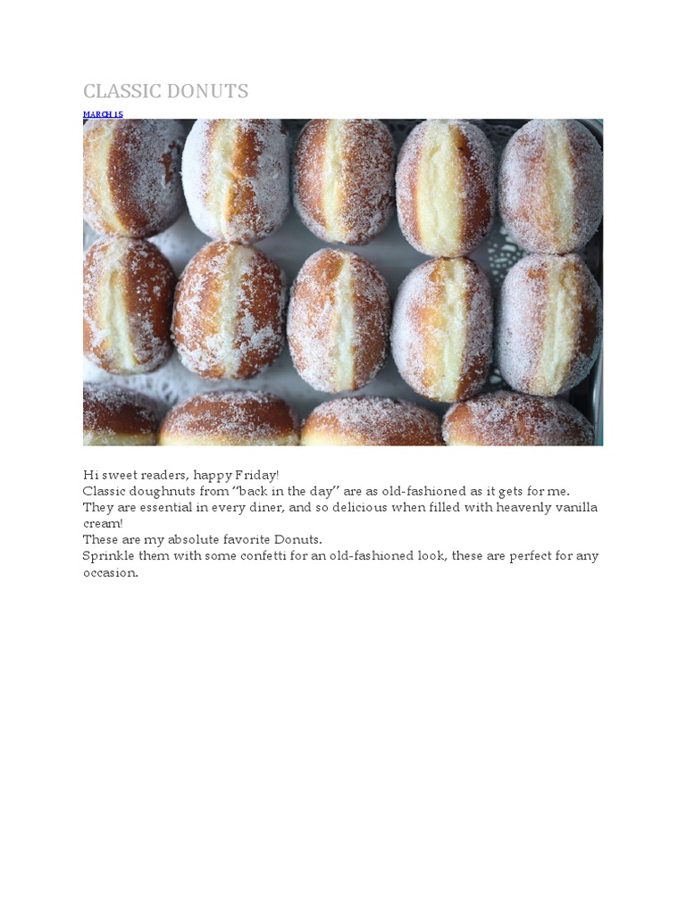 Classic Donuts | PDF | Doughnut | Dough