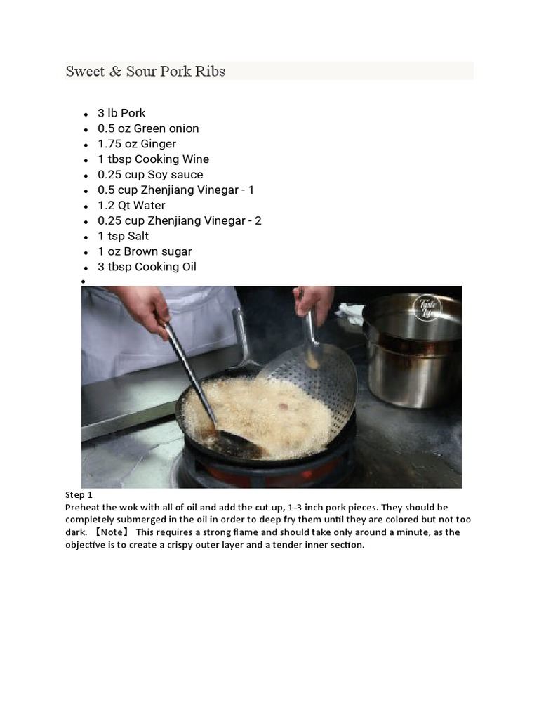 Sweet and Sour Pork Ribs | PDF | Food Ingredients | Cooking