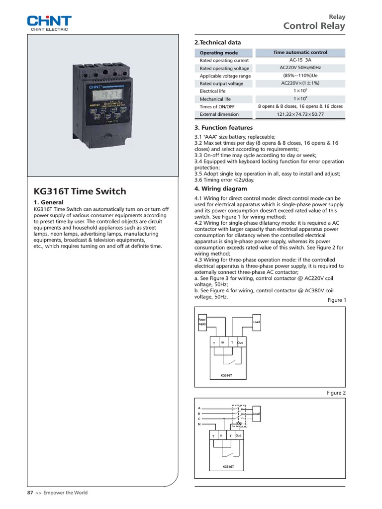 KG316T Time Switch: Control Relay | PDF | Power Supply | Switch