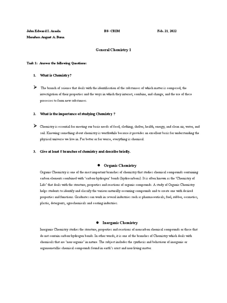 General Chemistry 1 | PDF | Chemistry | Chemical Substances