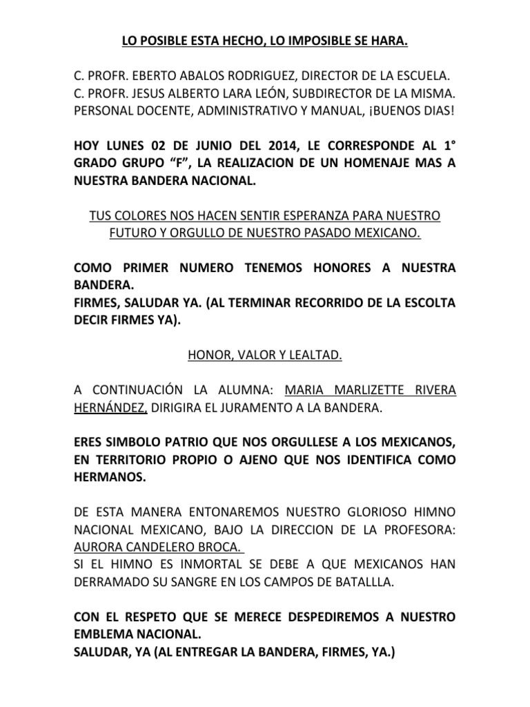 Programa de Homenaje Junio 14 | PDF