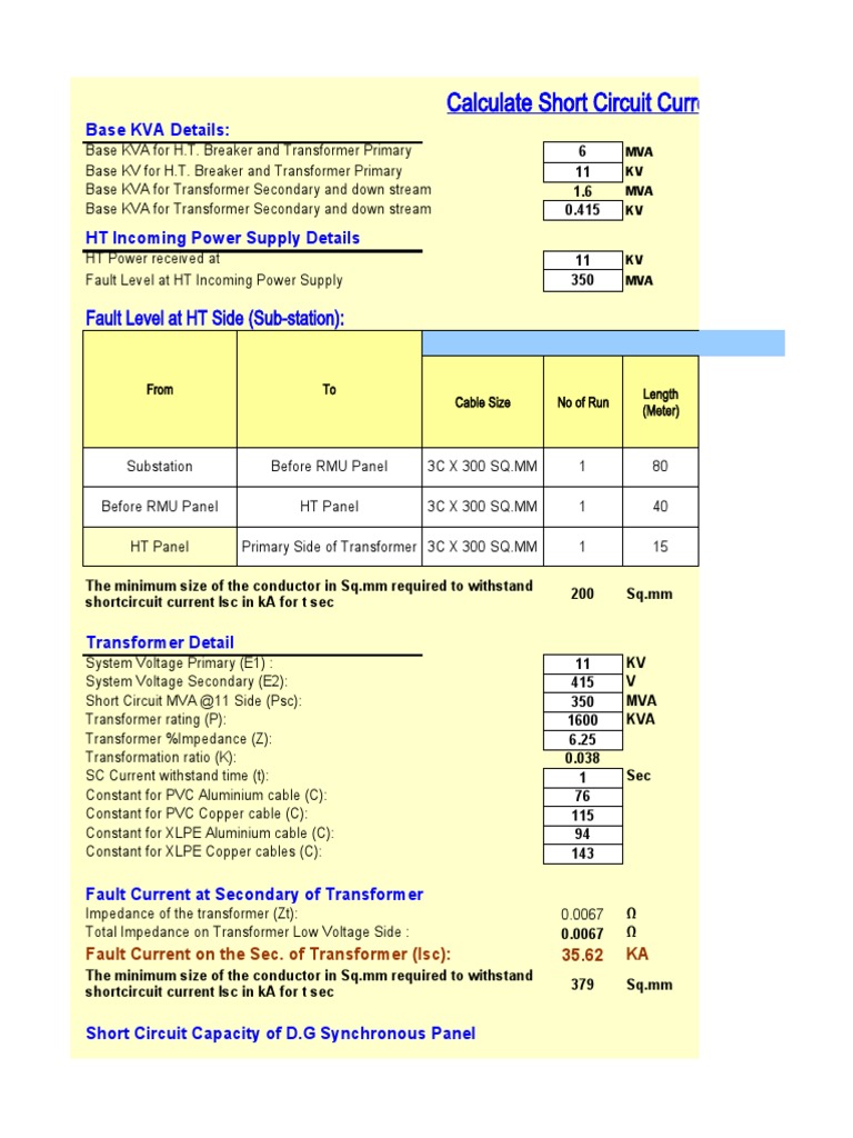 Short Circuit Current Calculations | PDF | Transformer | Electrical ...