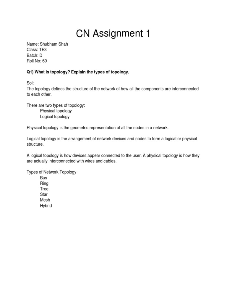 CN Assignment 1 | PDF | Network Topology | Computer Network