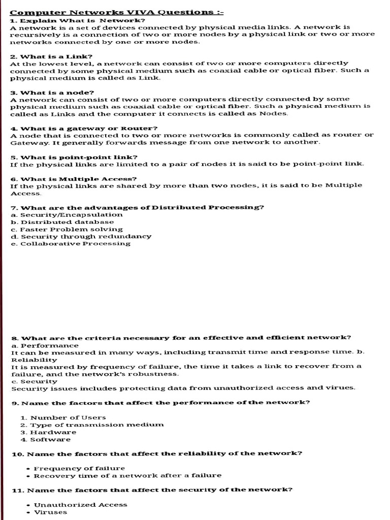 CN Viva Questions | PDF | Computer Network | Internet Protocols