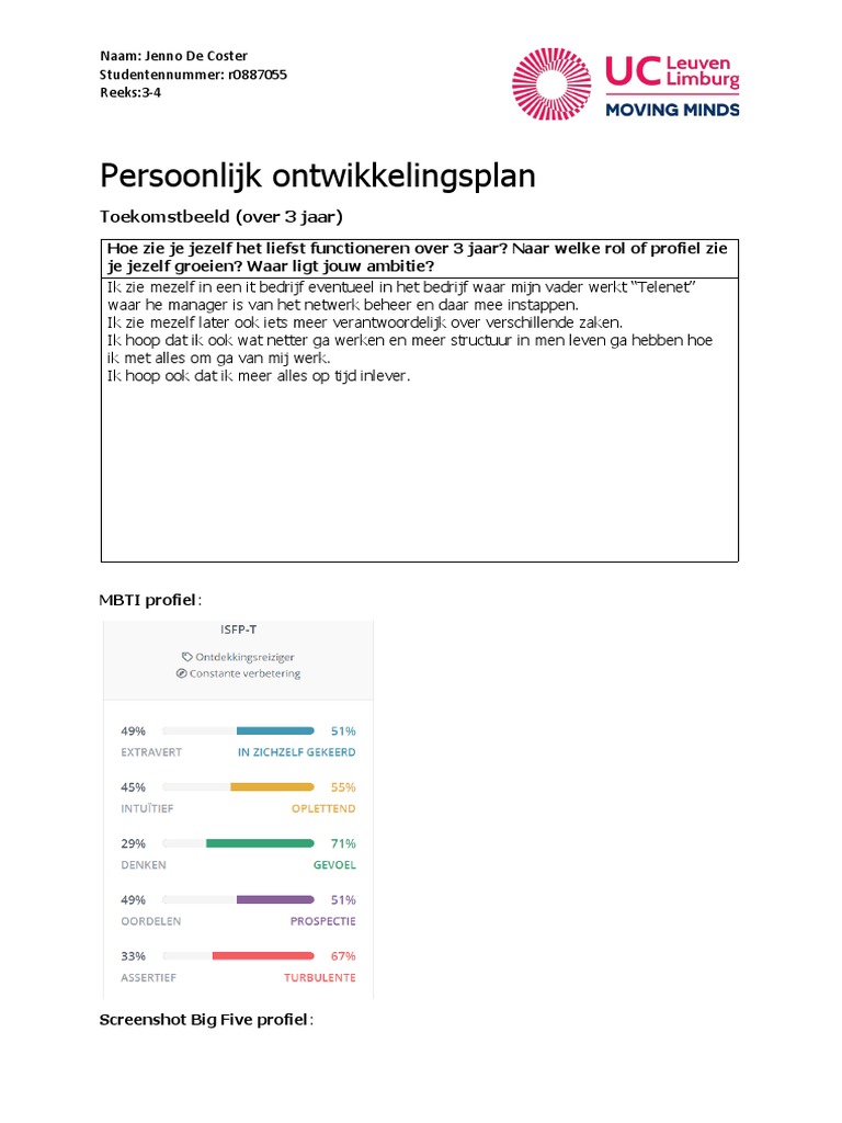 Template Persoonlijk Ontwikkelingsplan | PDF