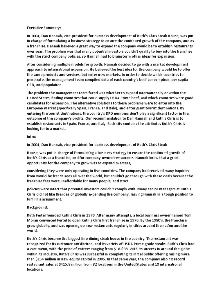 Executive Summary | PDF | Franchising | Restaurants