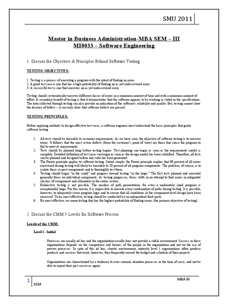 Master in Business Administration-MBA SEM - III MI0033 - Software Engineering | PDF | Software ...