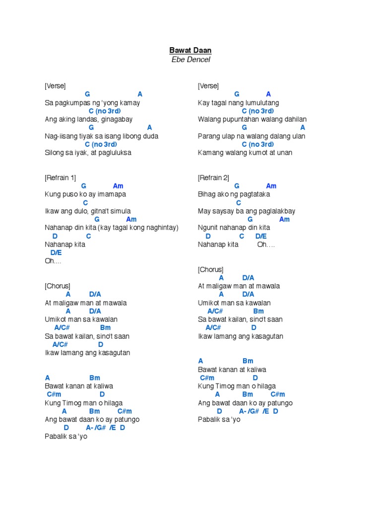 Bawat Daan Chords (G) | PDF