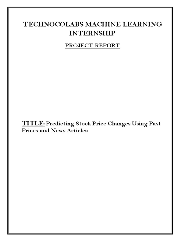 Technocolabs Machine Learning Internship: Project Report | Download ...