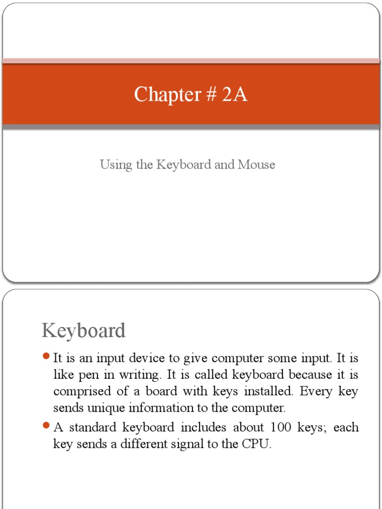 Chapter # 2A: Using The Keyboard and Mouse | PDF | Computer Keyboard ...