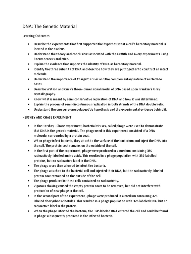 DNA: The Genetic Material | PDF | Dna | Life Sciences