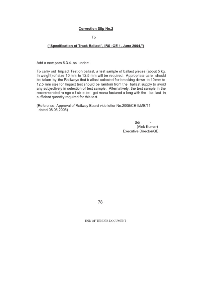 IRS GE Correction Slip 2 | PDF | Rail Transport