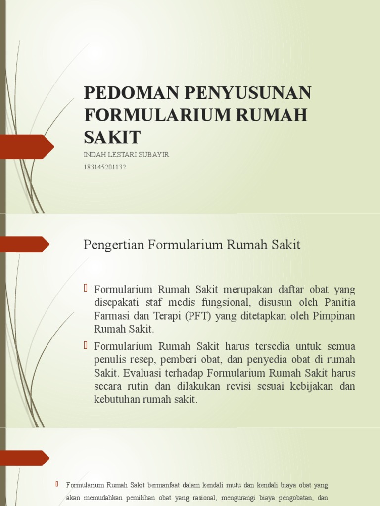 Pedoman Penyusunan Formularium Rumah Sakit | PDF