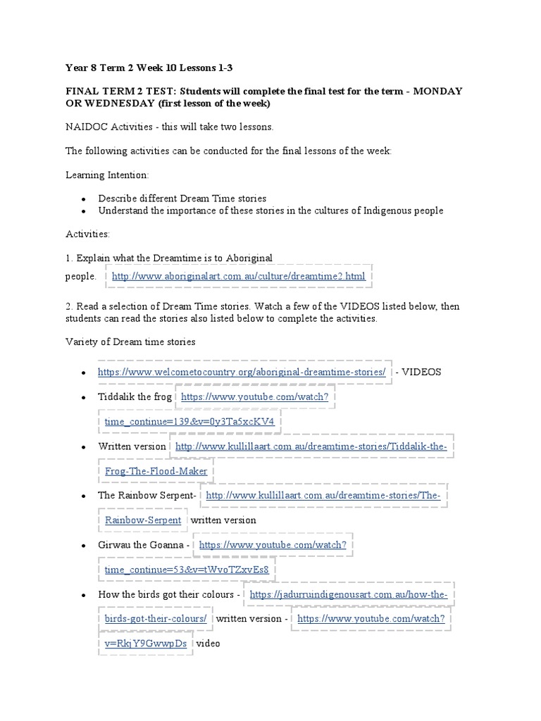 Year 8 Term 2 Week 10 Lessons 1 | PDF