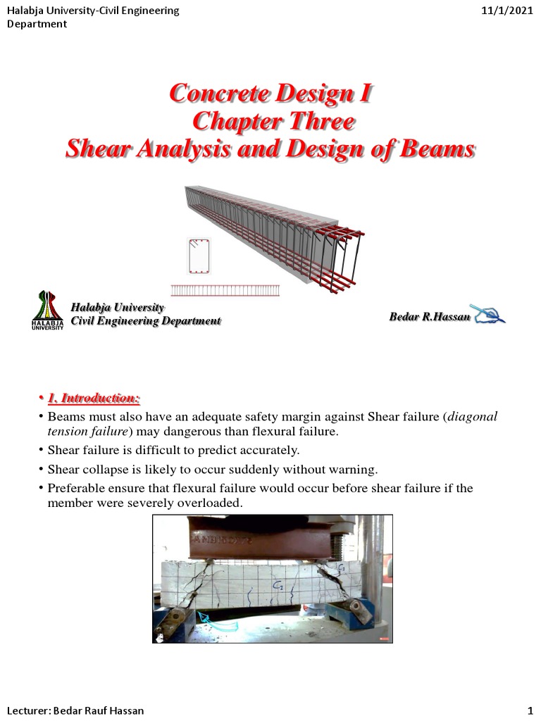 Concrete Design I Chapter Three Shear Analysis and Design of Beams ...