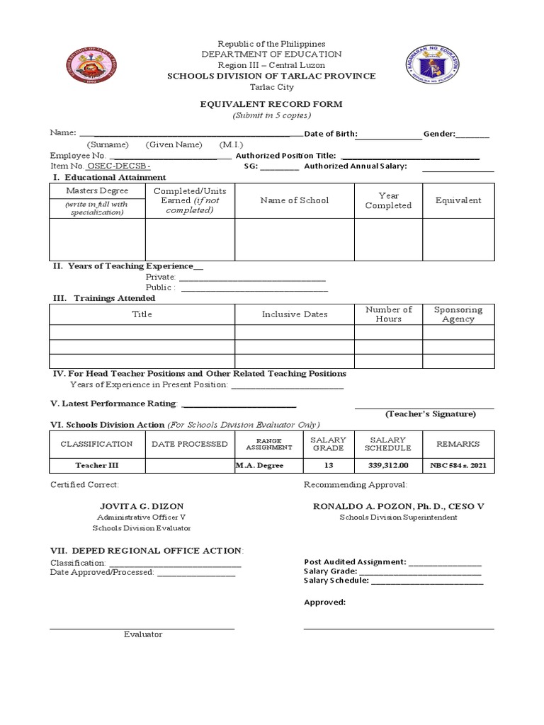Name of School Equivalent Completed/Units Earned (If Not Year Completed ...