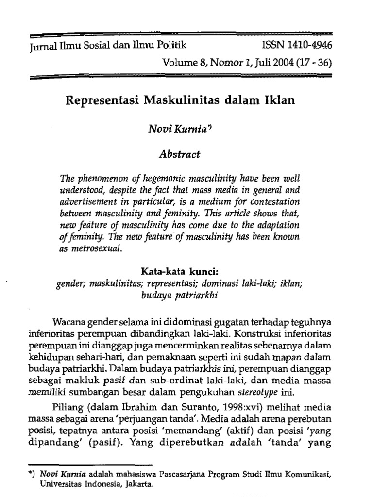 Representasi Maskulinitas Dalam Iklan | PDF