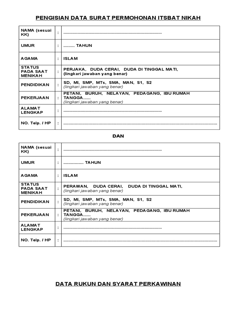 Formulir Isbat Nikah | PDF